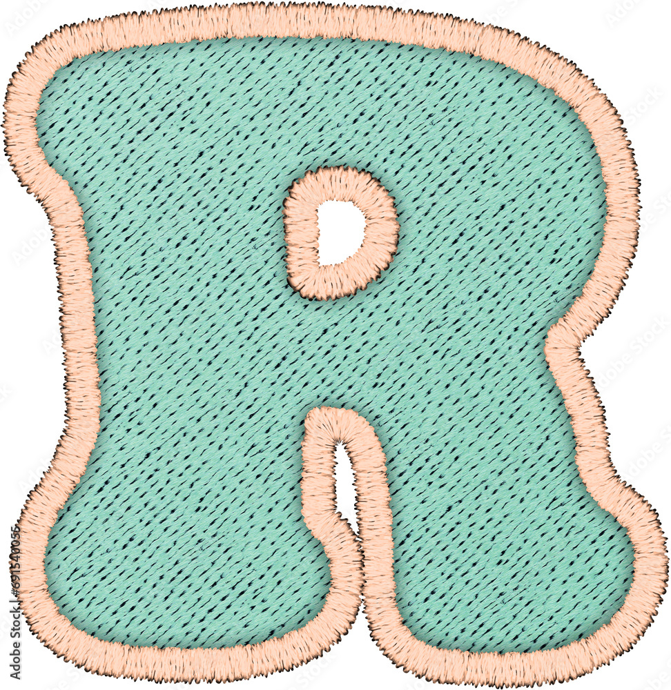 Stitch alphabet, patchwork letter R uppercase. Stock Illustration ...