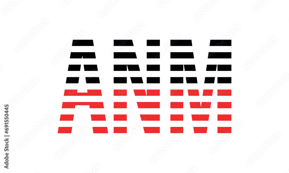 ANM three initial letter iconic line negative space minimal logo design ...