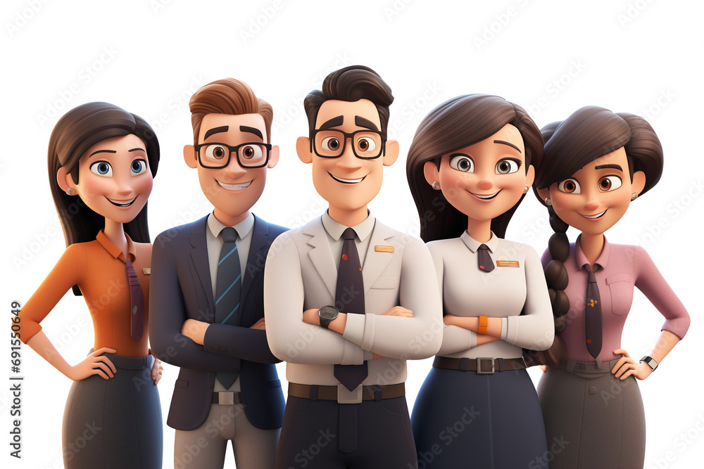 Smiling group of business leaders characters isolated. Office workers ...