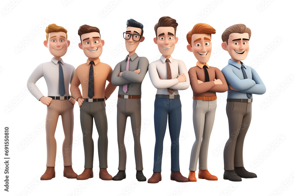 Smiling group of business leaders men characters isolated. Office ...