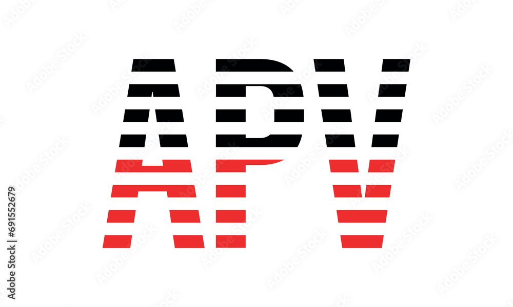APV three initial letter iconic line negative space minimal logo design ...