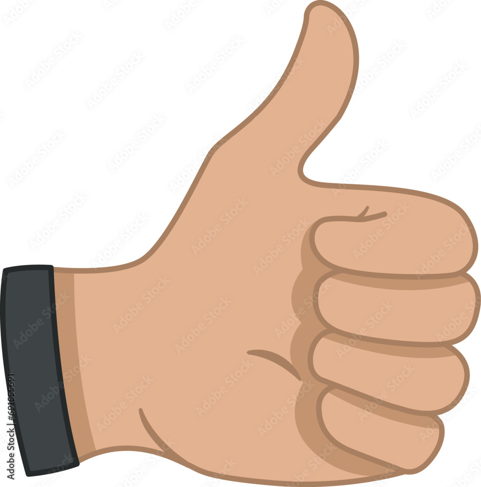Cartoon Thumb Up. A Positive Gesture of Approval, Support, Likes, and a ...