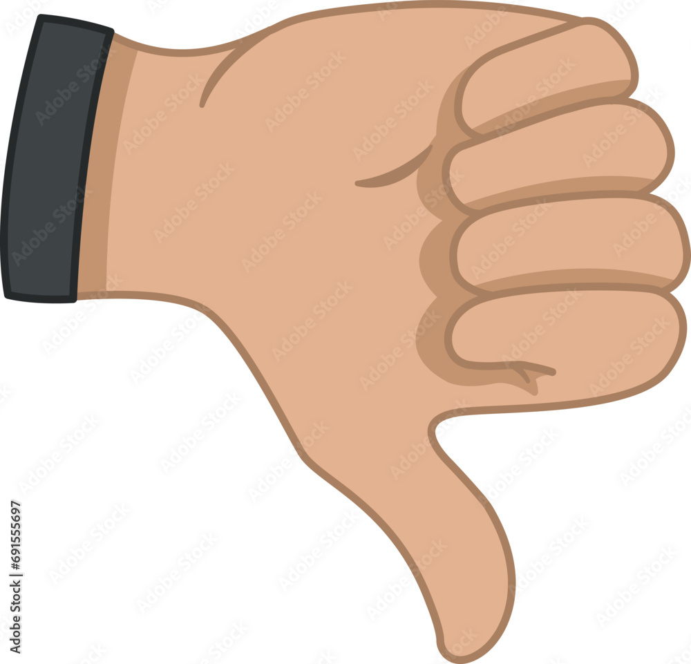 Cartoon Thumb Down. Negative Gesture, Hostility, Condemnation, Dislike ...