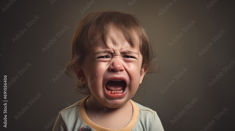 closeup photo of a cute little baby boy child crying and screaming ...