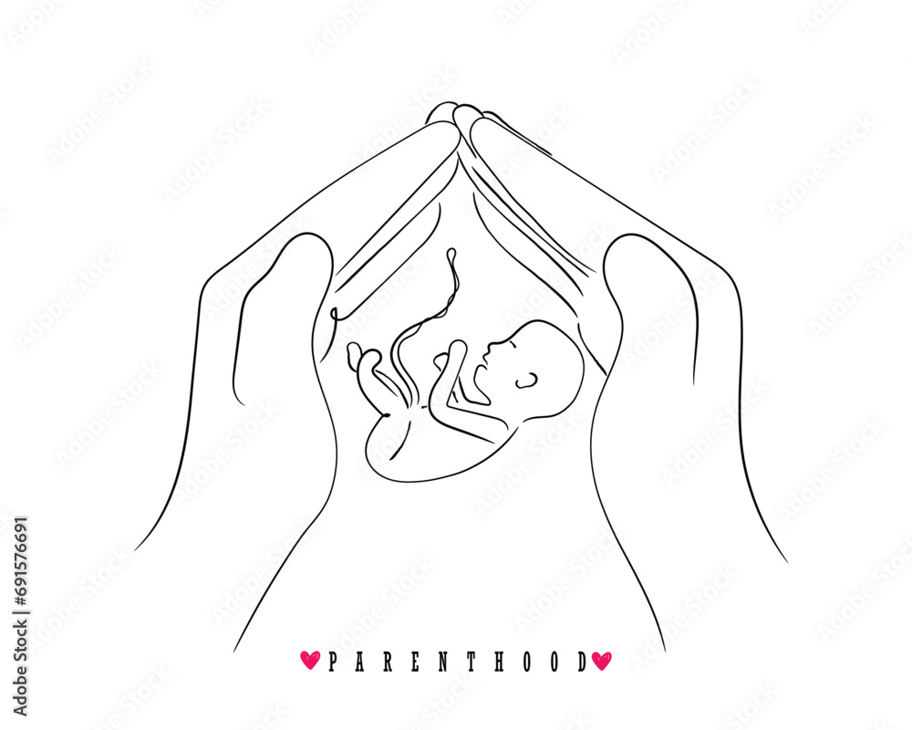 Vecteur Stock hand drawn line art vector of miracle of life. a new life ...