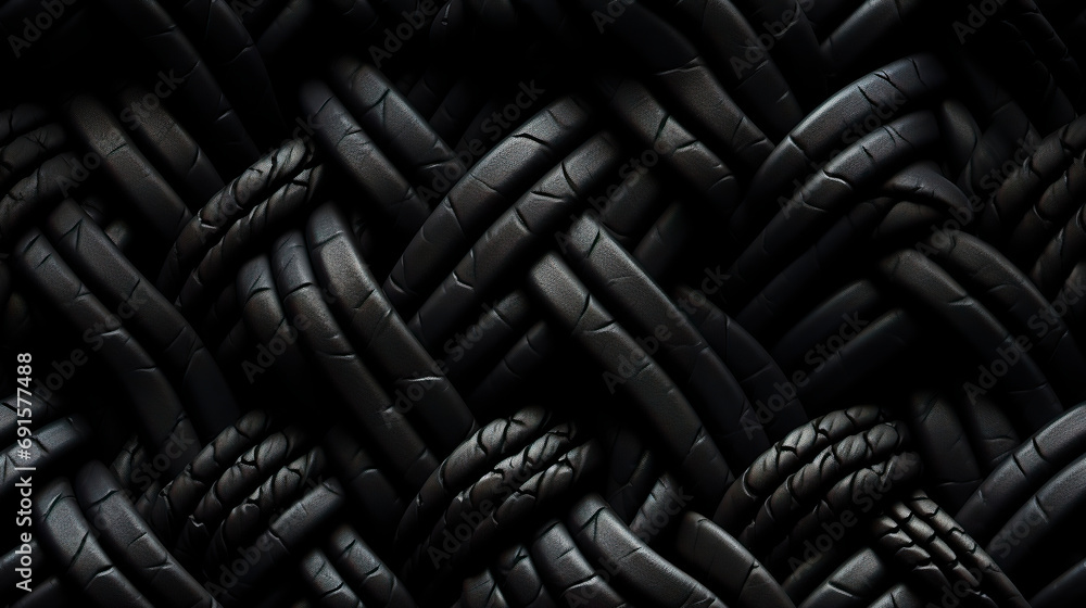 Black ropes intertwined with dark lines pattern texture. Obsidian ...