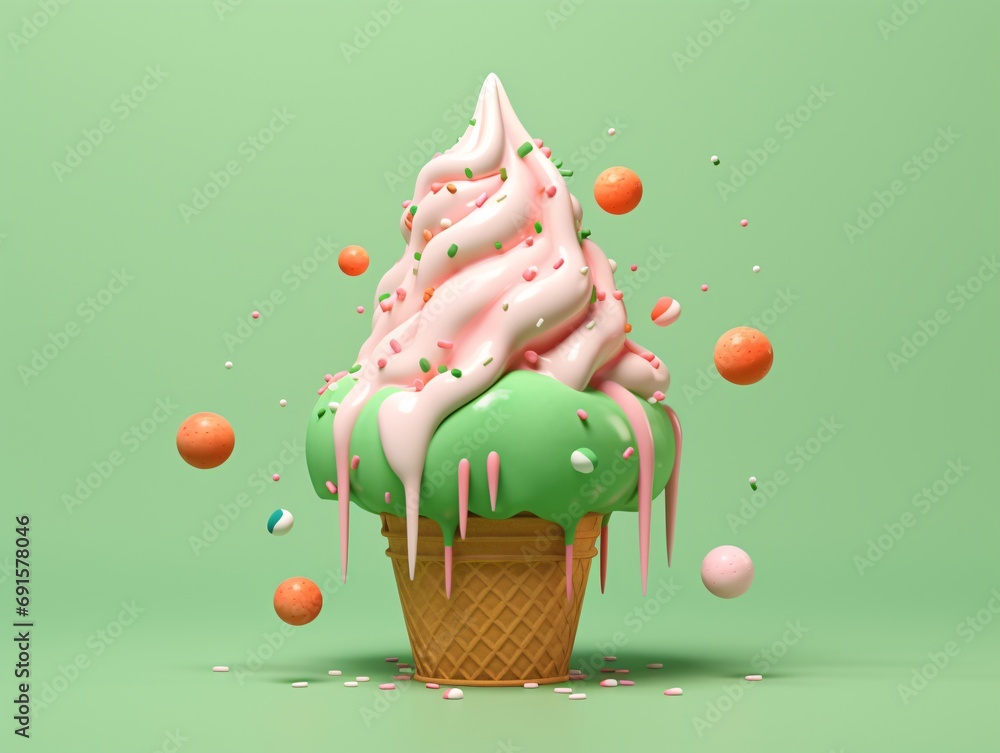 Foto de cute animated ice lolly in ice cream shape with chocolate on ...