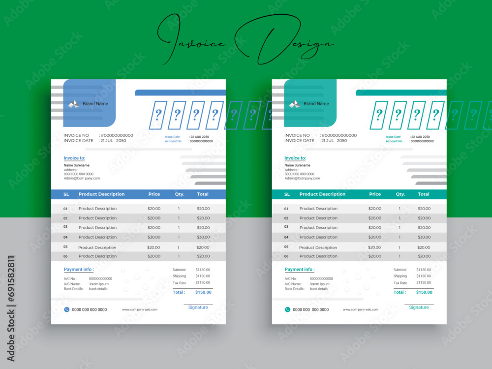 Clean invoice template vector design. Invoice Design. Business invoice ...
