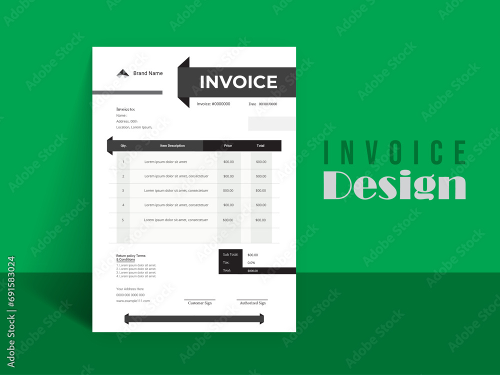 Clean invoice template vector design. Invoice Design. Business invoice ...