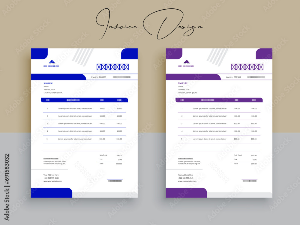 Clean invoice template vector design. Invoice Design. Business invoice ...