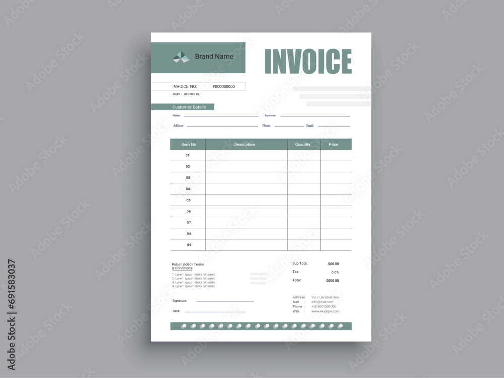 Clean invoice template vector design. Invoice Design. Business invoice ...