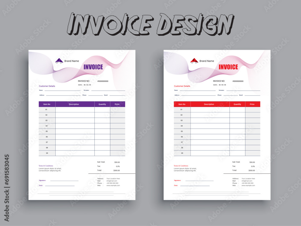 Clean invoice template vector design. Invoice Design. Business invoice ...