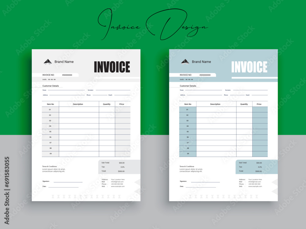 Clean invoice template vector design. Invoice Design. Business invoice ...