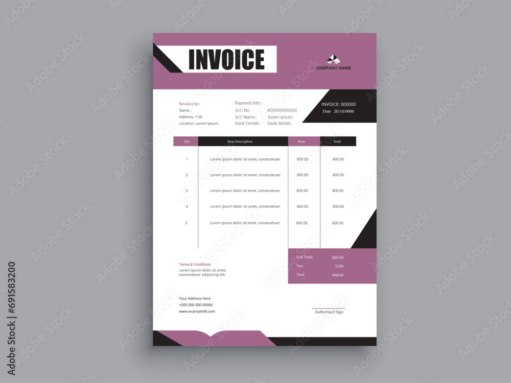 Clean invoice template vector design. Invoice Design. Business invoice ...
