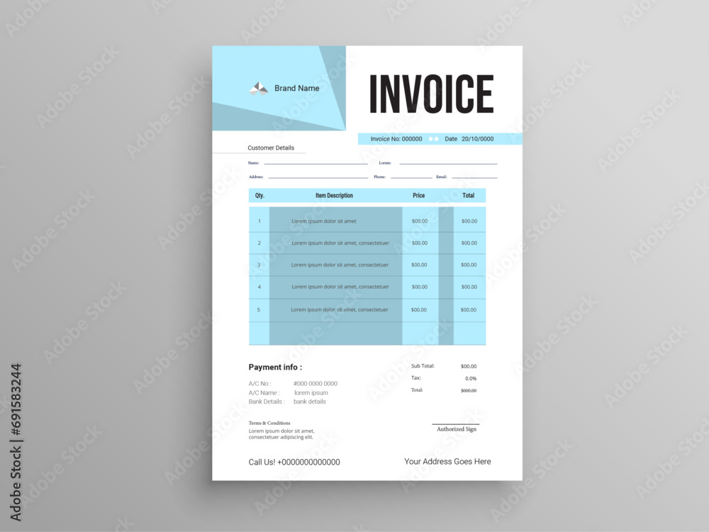 Clean invoice template vector design.Minimal Corporate Business Invoice ...