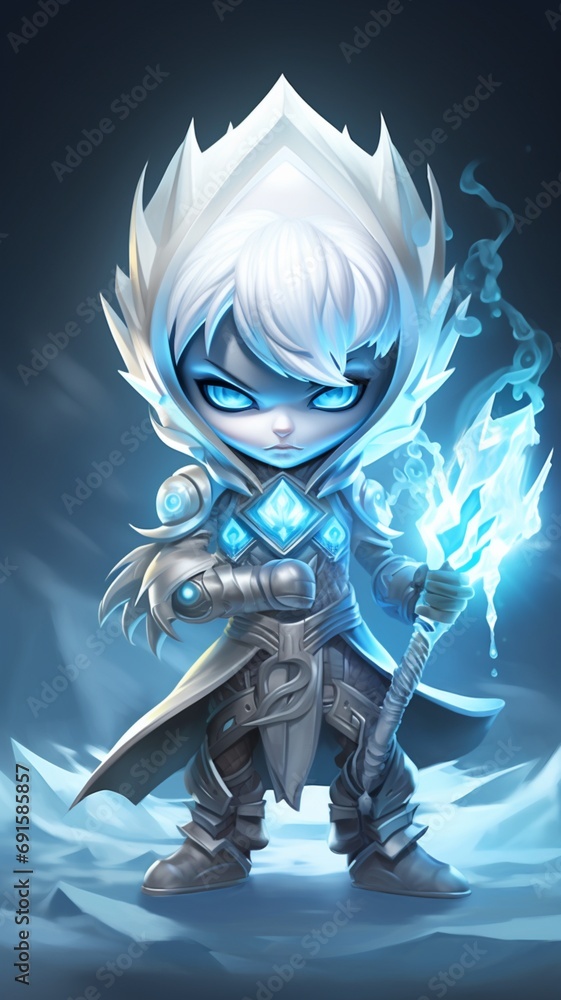 Chibi full body angry man ice mage clad in icy arm AI Generated ...