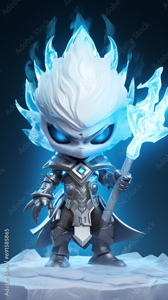 Chibi full body angry man ice mage clad in icy arm AI Generated ...