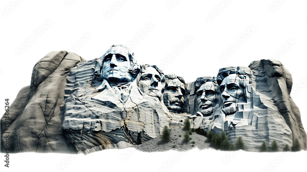 Mount Rushmore sculpted images of Washington, Jefferson, Roosevelt, and ...