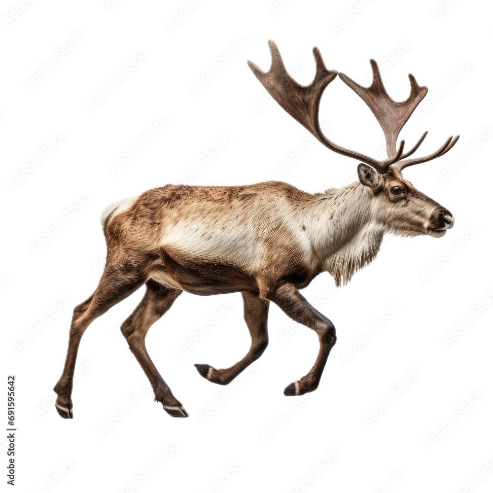 a Reindeer/Caribou, running, side view, isolated, and transparent PNG ...
