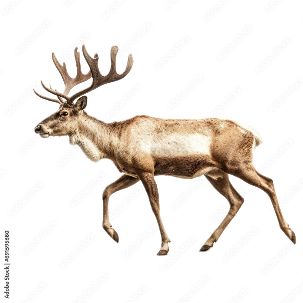 a Reindeer/Caribou, running, side view, isolated, and transparent PNG ...