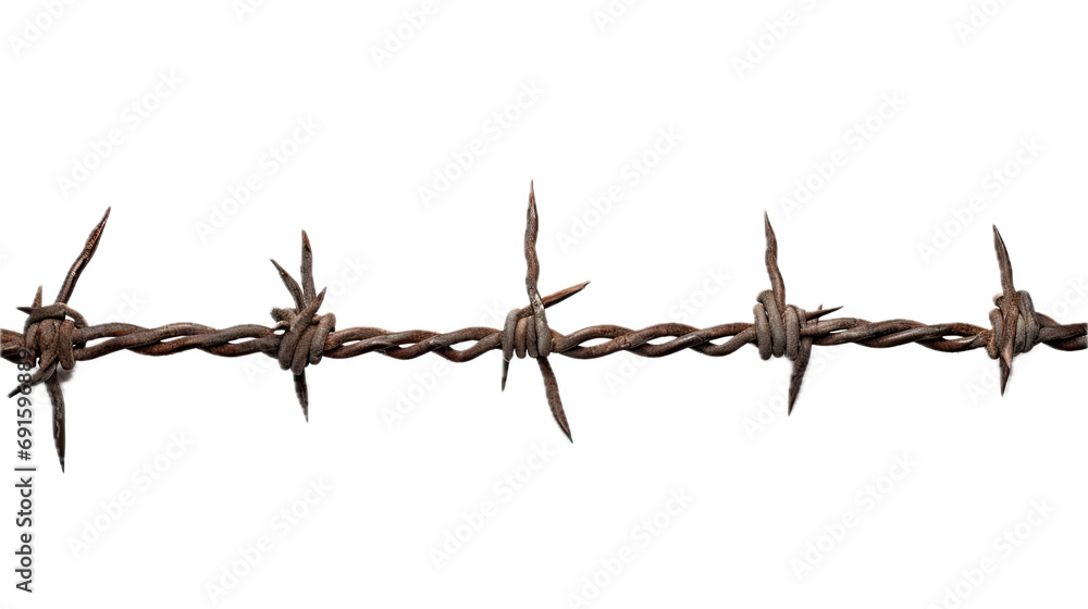 Barbed wire, side view, in a PNG, in a Ranch-themed, isolated, and ...