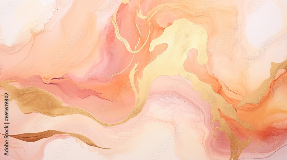 Luxury peach and gold marble ink texture background banner. elegant ...