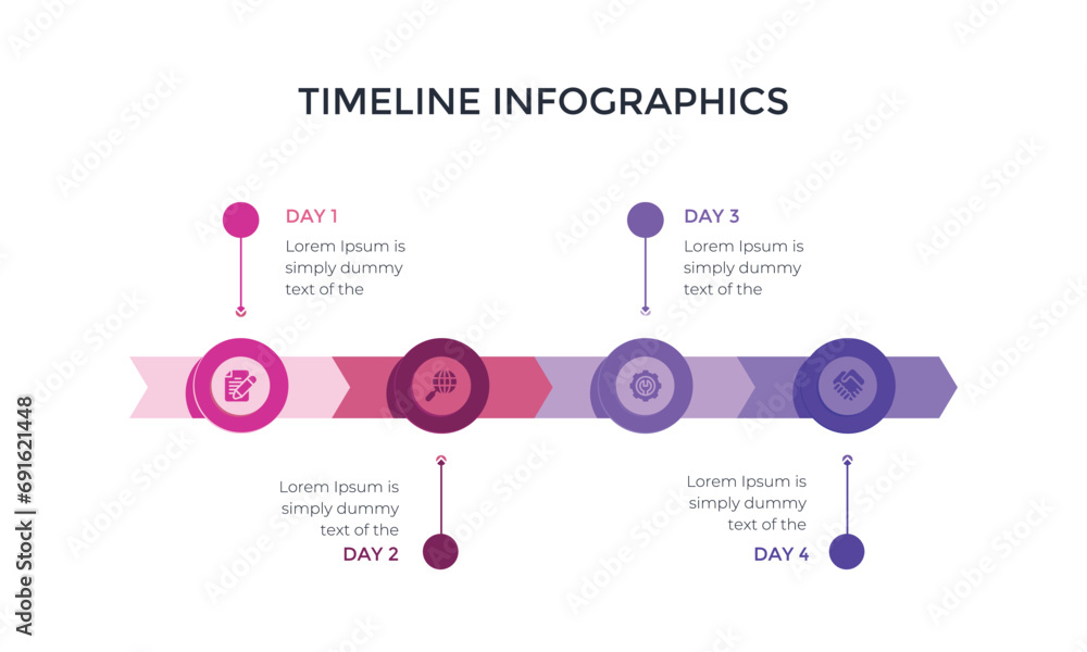 Vector arrows timeline infographic, diagram chart, graph presentation ...