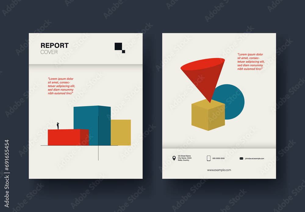 Annual Report Cover Template with Abstract Geometric Shapes Stock ...