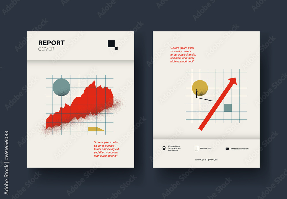 Annual Report Cover Template with Abstract Graphs Stock Template ...