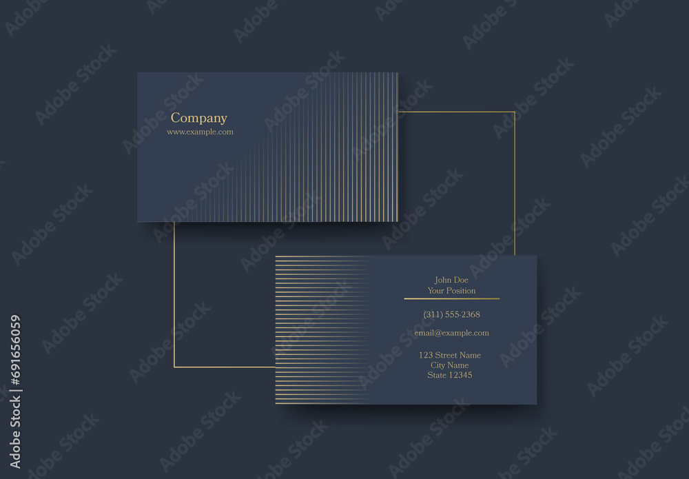 Navy Blue Gold Striped Minimalist Business Card Template Stock Template ...