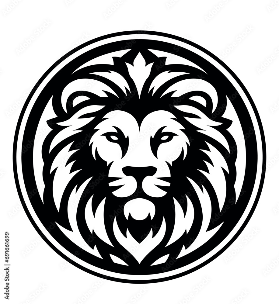 Lion face front view vector art image business company logo template ...