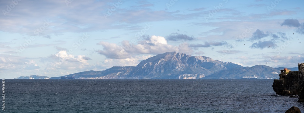 Looking at the Mountians of Morroco across the Strait of Gibraltar from ...