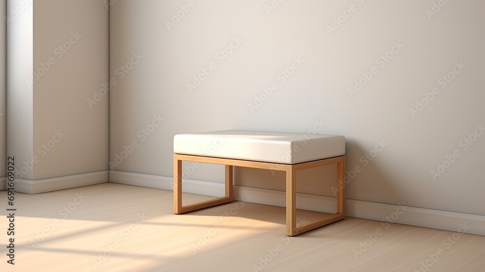 a minimalist bed end stool, elegantly positioned in a room with a ...
