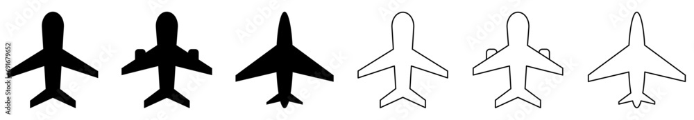 Set of plane icons. Airplane icons. Flight transport symbol. Vector ...