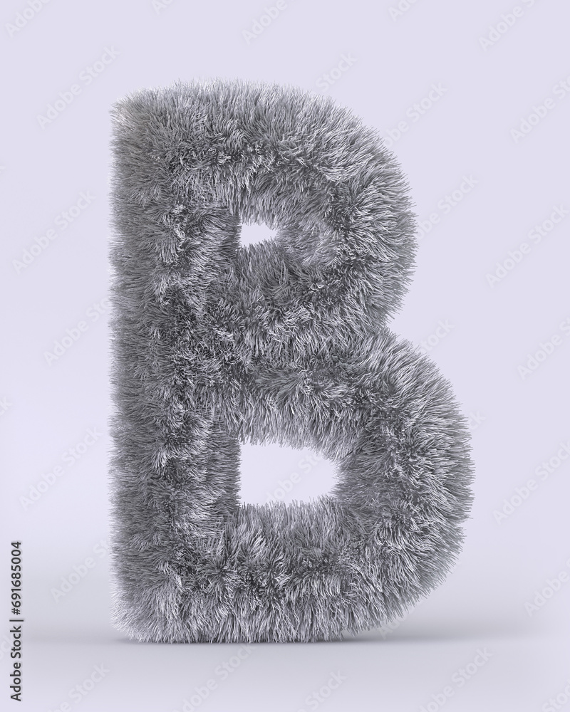 3d render of English alphabet in the form of fluffy letters. Letters ...