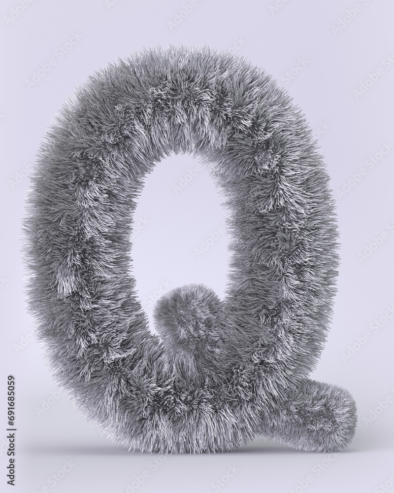 3d render of English alphabet in the form of fluffy letters. Letters ...