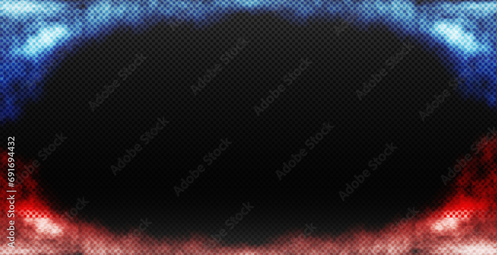 Abstract vector design of a black oval with a vibrant red and blue ...