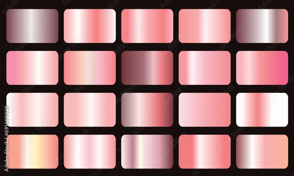 Metallic gradients set, pink gold gradient collection, set pink gold ...