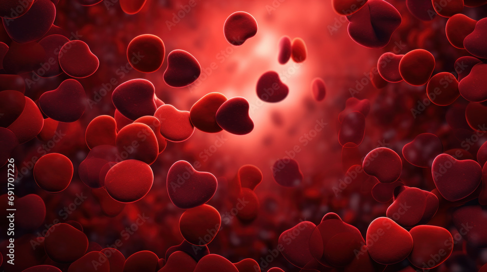 Red blood cells in shape of hearts - love is in our veins concept Stock ...