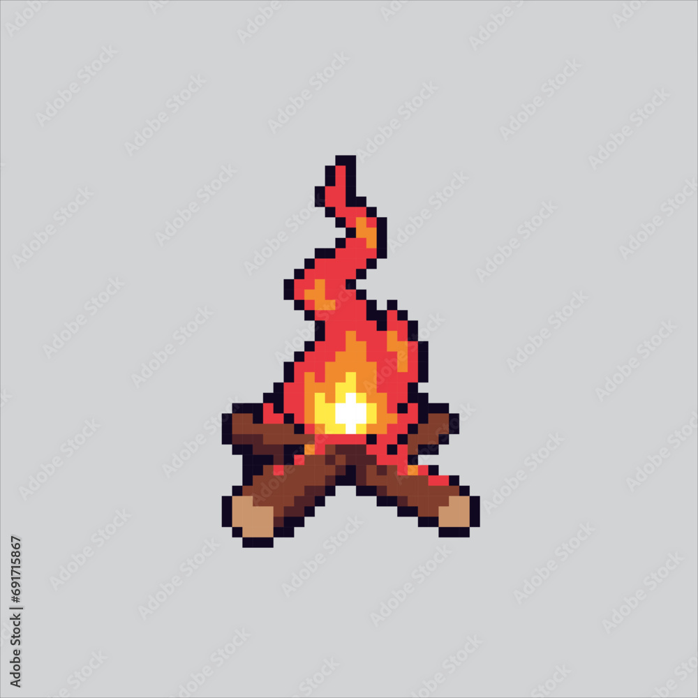 Vetor de Pixel art illustration Bonfire. Pixelated Bonfire. Bonfire ...