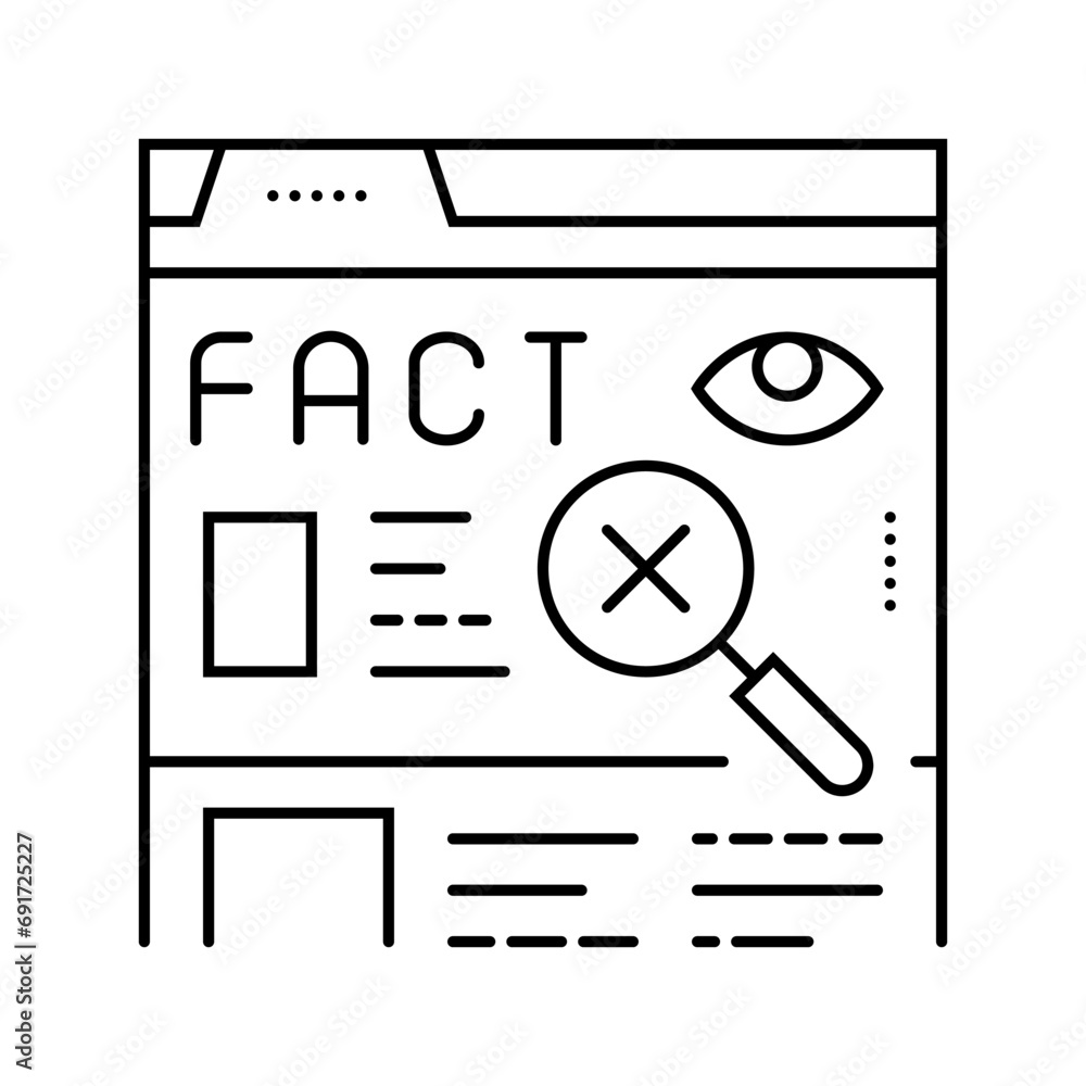 fact check news media line icon vector. fact check news media sign ...