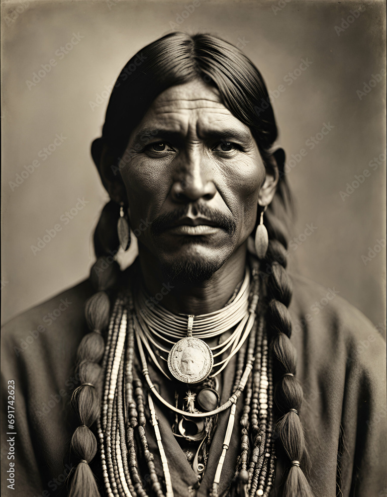 Portrait of an apache man from late 1800s - Generative AI Stock Photo ...