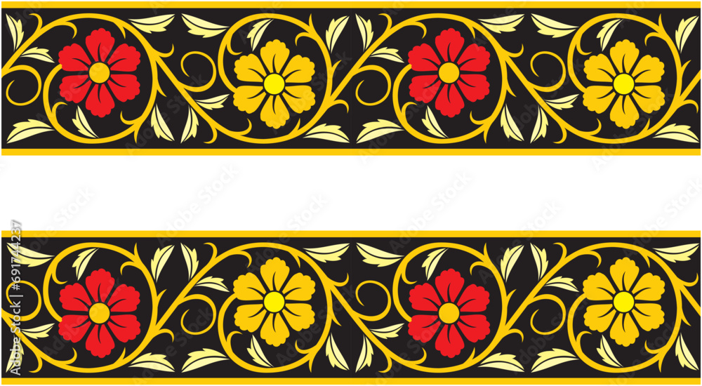 Vector illustration of floral ornament for elegant frame edge, black ...