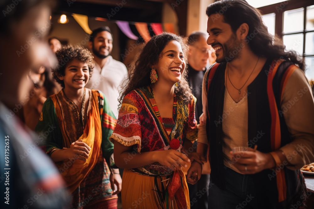Family members enjoying a cultural event or festival together, leaving ...