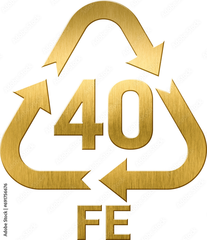 40 FE Iron Ferrous Packaging and Recycling Symbol Indicating Iron-based ...
