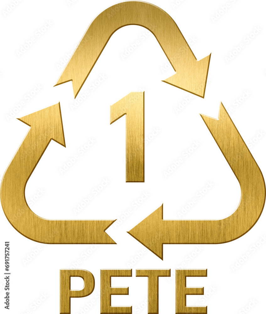 1 PETE Polyethylene Terephthalate Packaging and Recycling Symbol Indicating PETE Material ...
