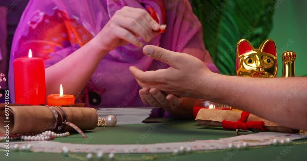 Wideo Stock: Esoteric ritual of chakra opening, energy protection with ...