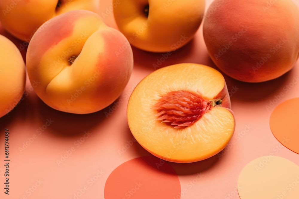 Peaches. Peach fuzz palette colors. Colour trend 2024. Pantone Peach ...