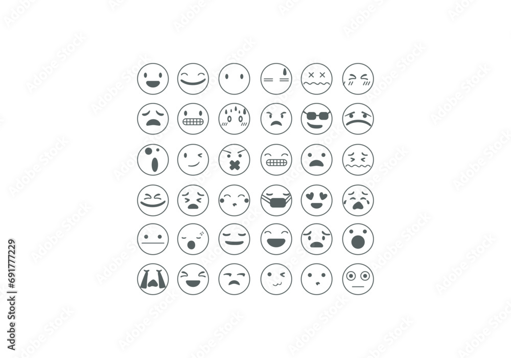 Emoji High quality emoticon isolated on white background. Collection of ...
