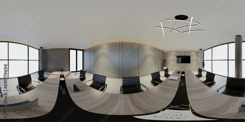 3D illustration of a 360 degrees rendering. It showcases modern ...